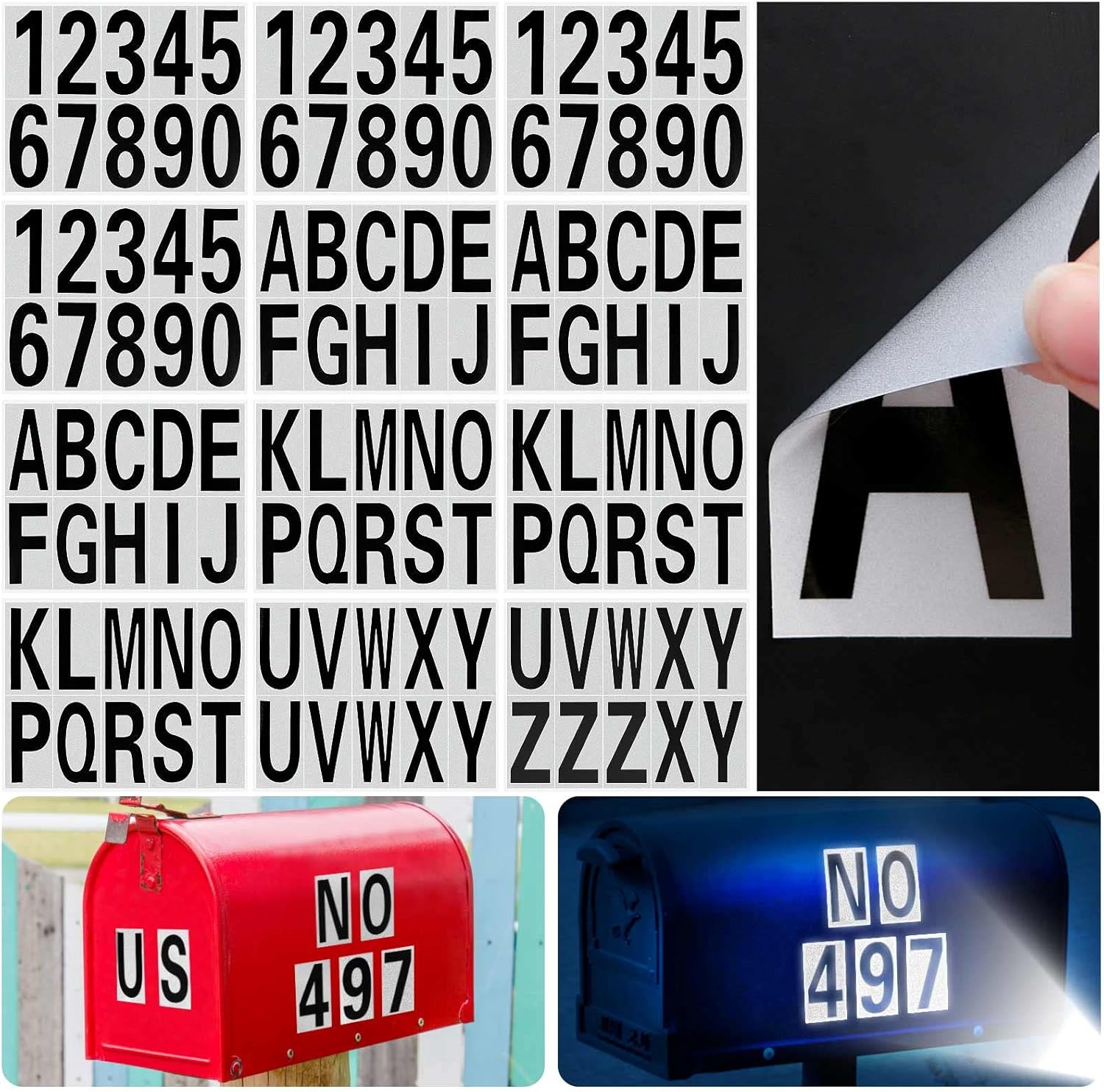 Amazon.com: Seloom 118 Pieces Reflective Mailbox Numbers and Letters ...