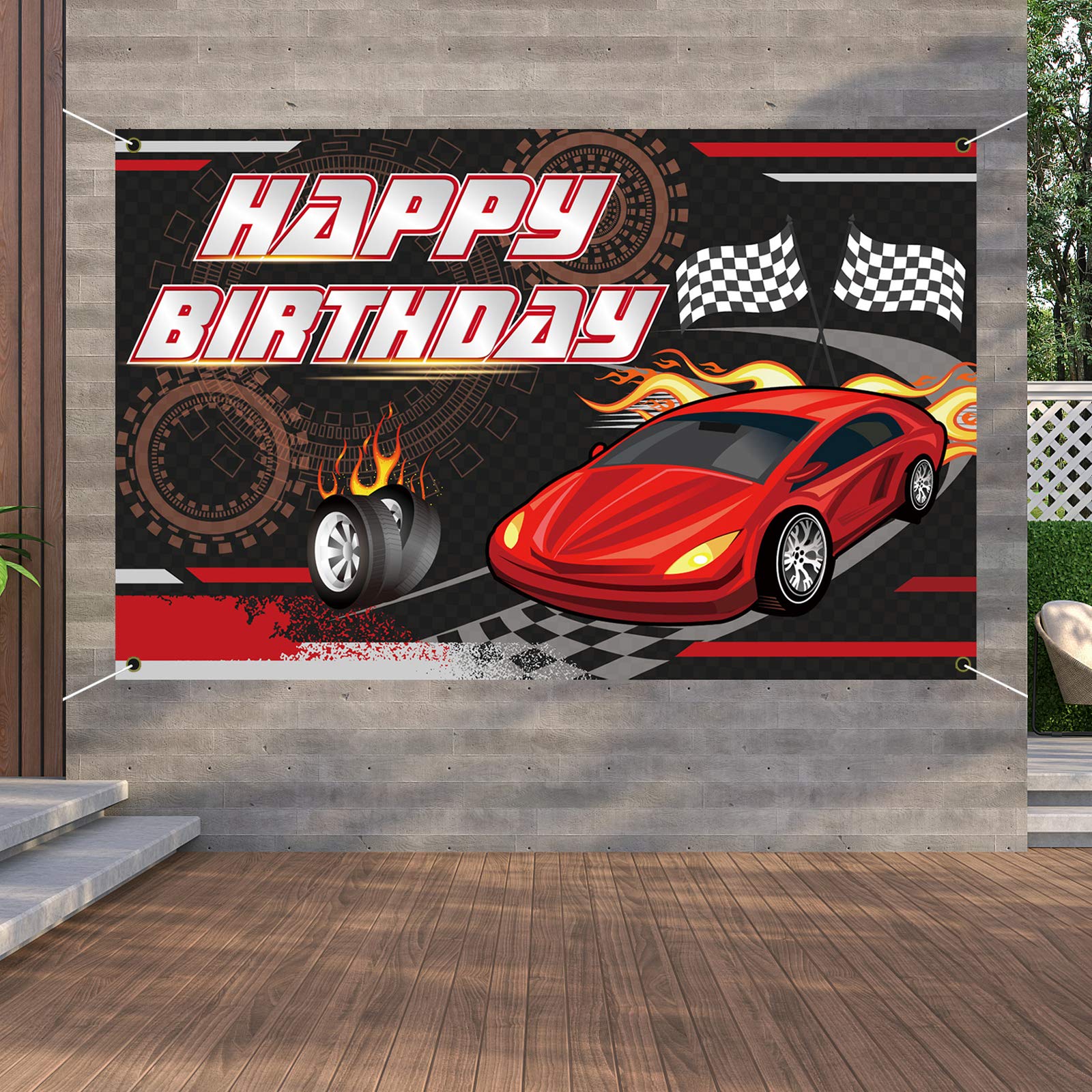 Custom Race Car Birthday Vinyl Backdrop Race Car Banner For Photo Op or ...