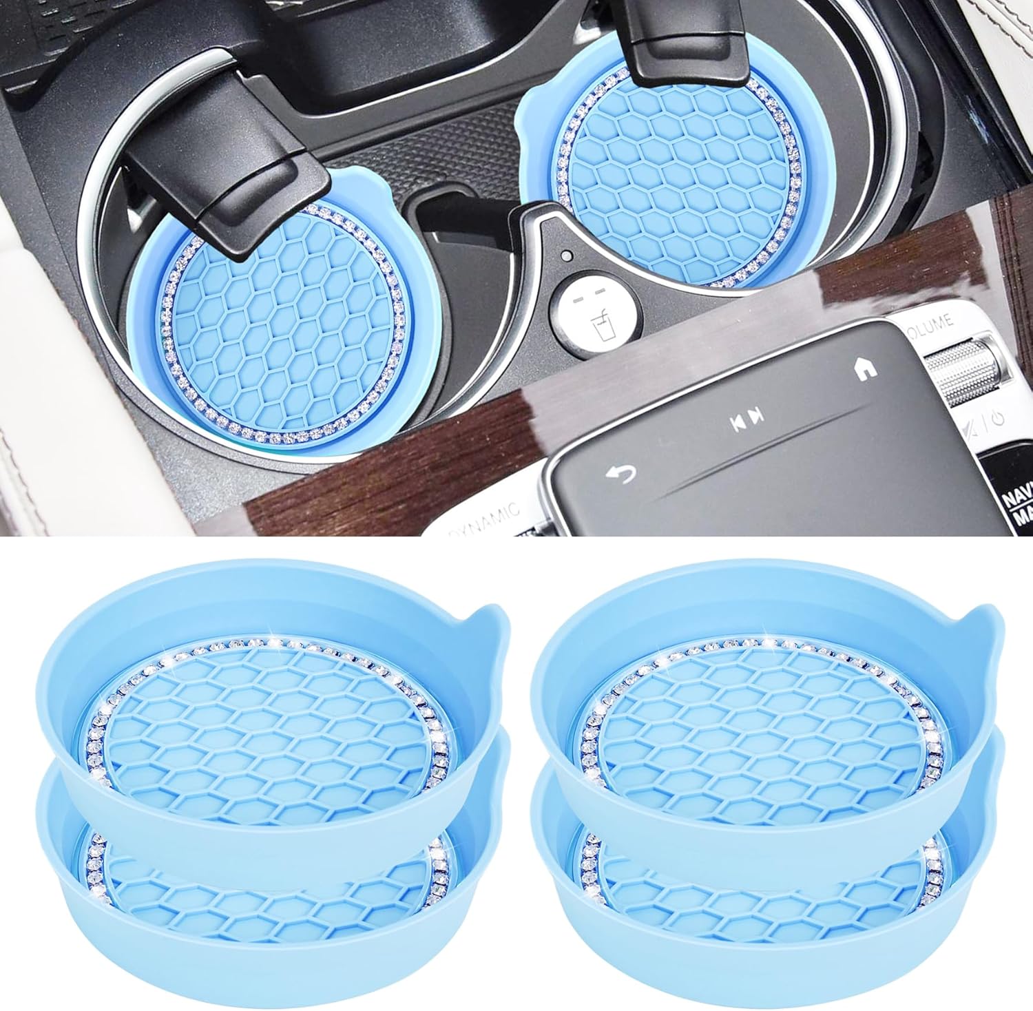 Amazon.com: Amooca Car Cup Coaster Universal Non-Slip Cup Holders Bling ...