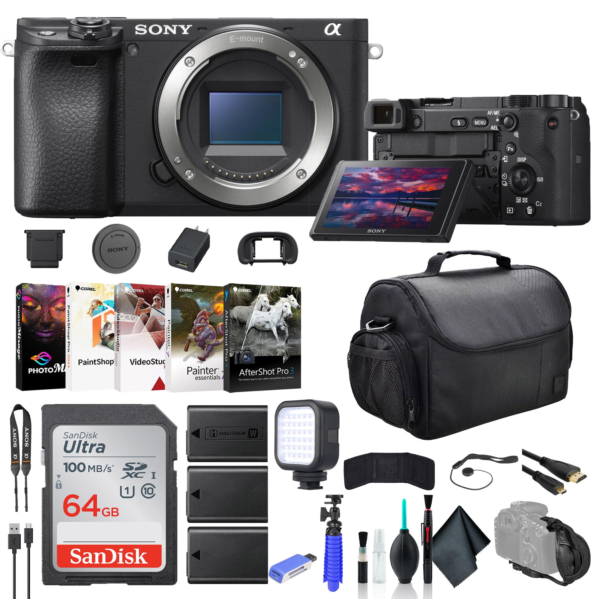 Amazon.com : Sony a6400 Mirrorless Camera ILCE-6400/B, 64GB Card, 2 x ...