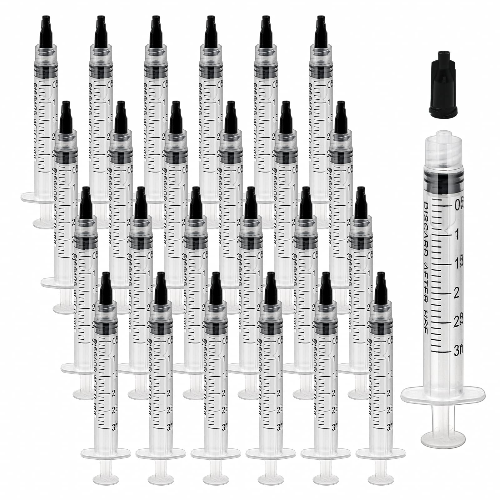 Amazon.com: 30 Pack 3mL Plastic Syringe Sterile Individual Wrap(No ...