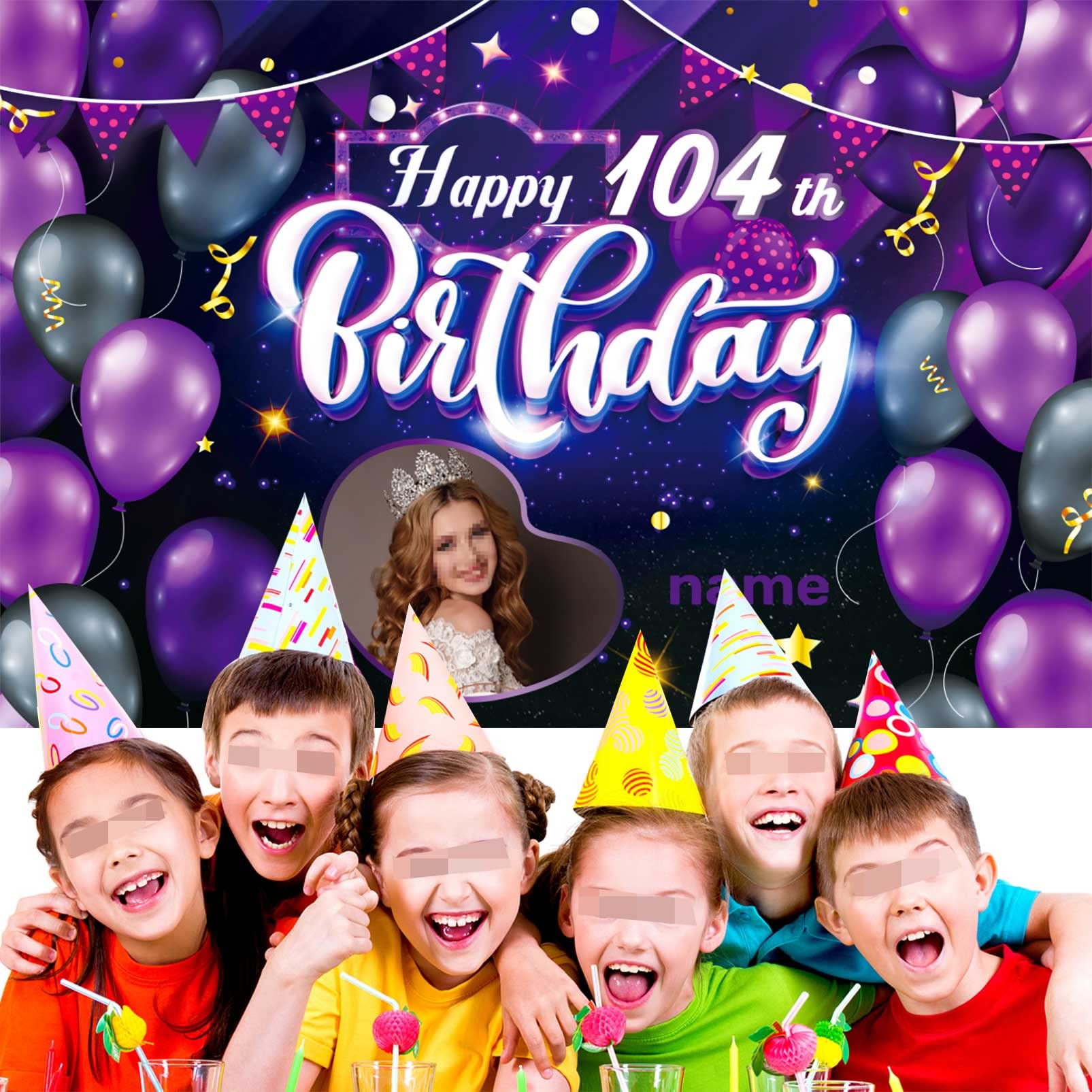 Snapklik.com : Custom Happy 104th Birthday Decoration Banner ...