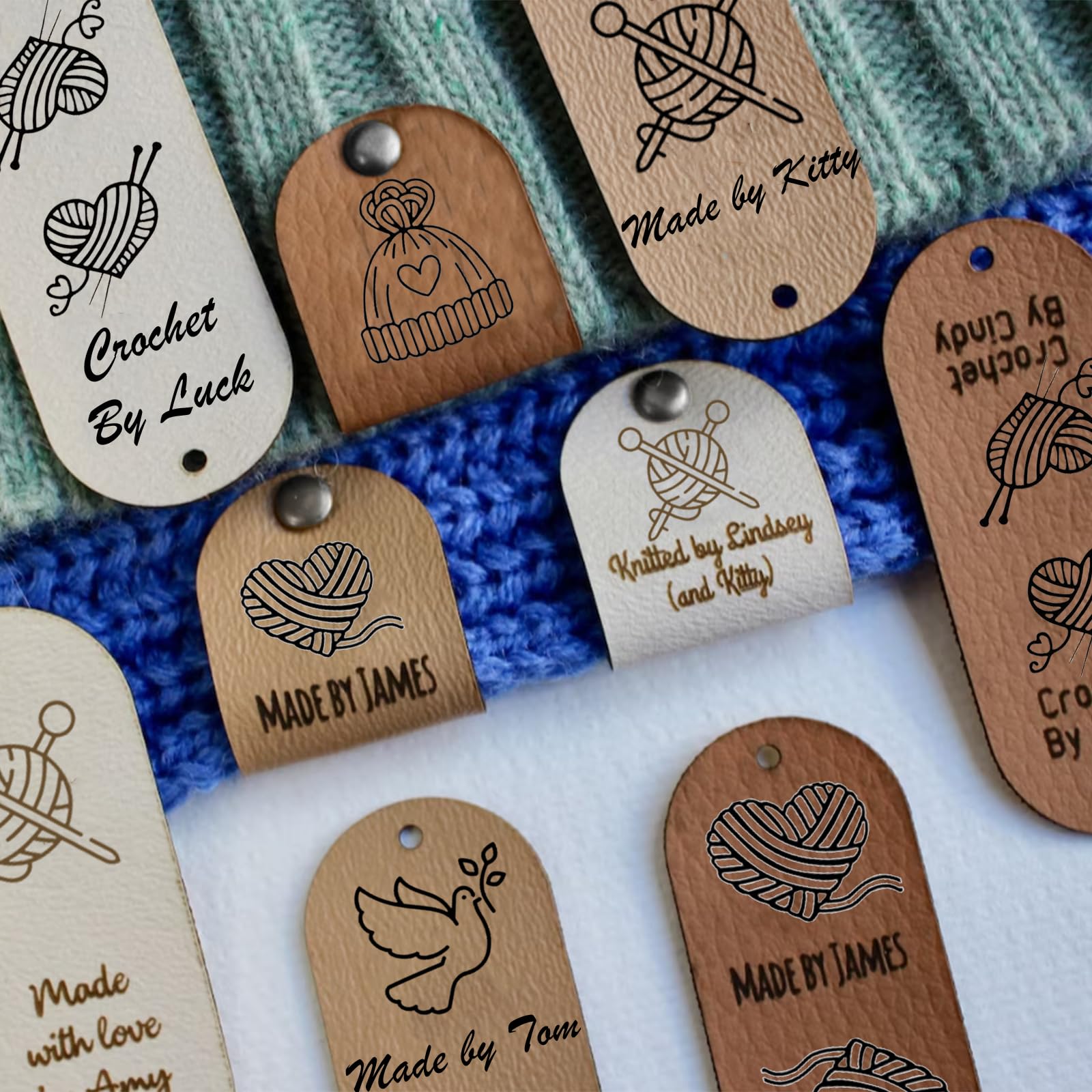 10Pcs Personalized Handmade Leather Labels, Custom Leather Labels, PU ...