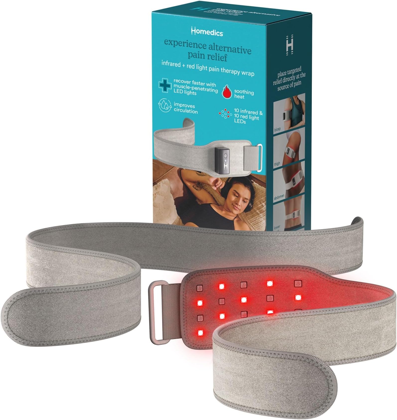 Amazon.com: Homedics Infrared + Red Light Pain Therapy Wrap – 850 nm ...