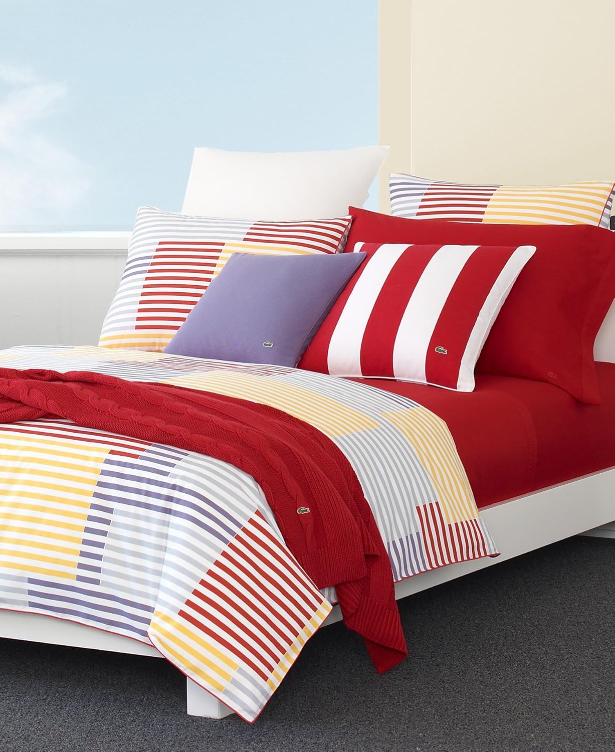 Lacoste Twin Duvet Comforter Cover Set "Spinnaker" Multi Color NEW ...