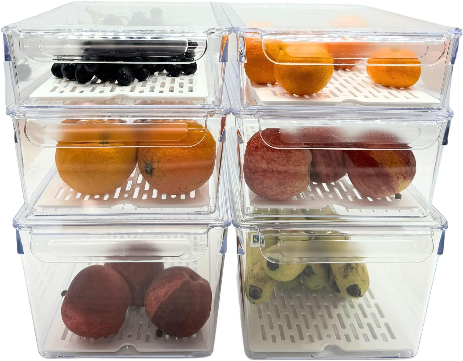Shopivaa Fridge Organisers with Lids & Strainer BPA FREE Set of 6 ...