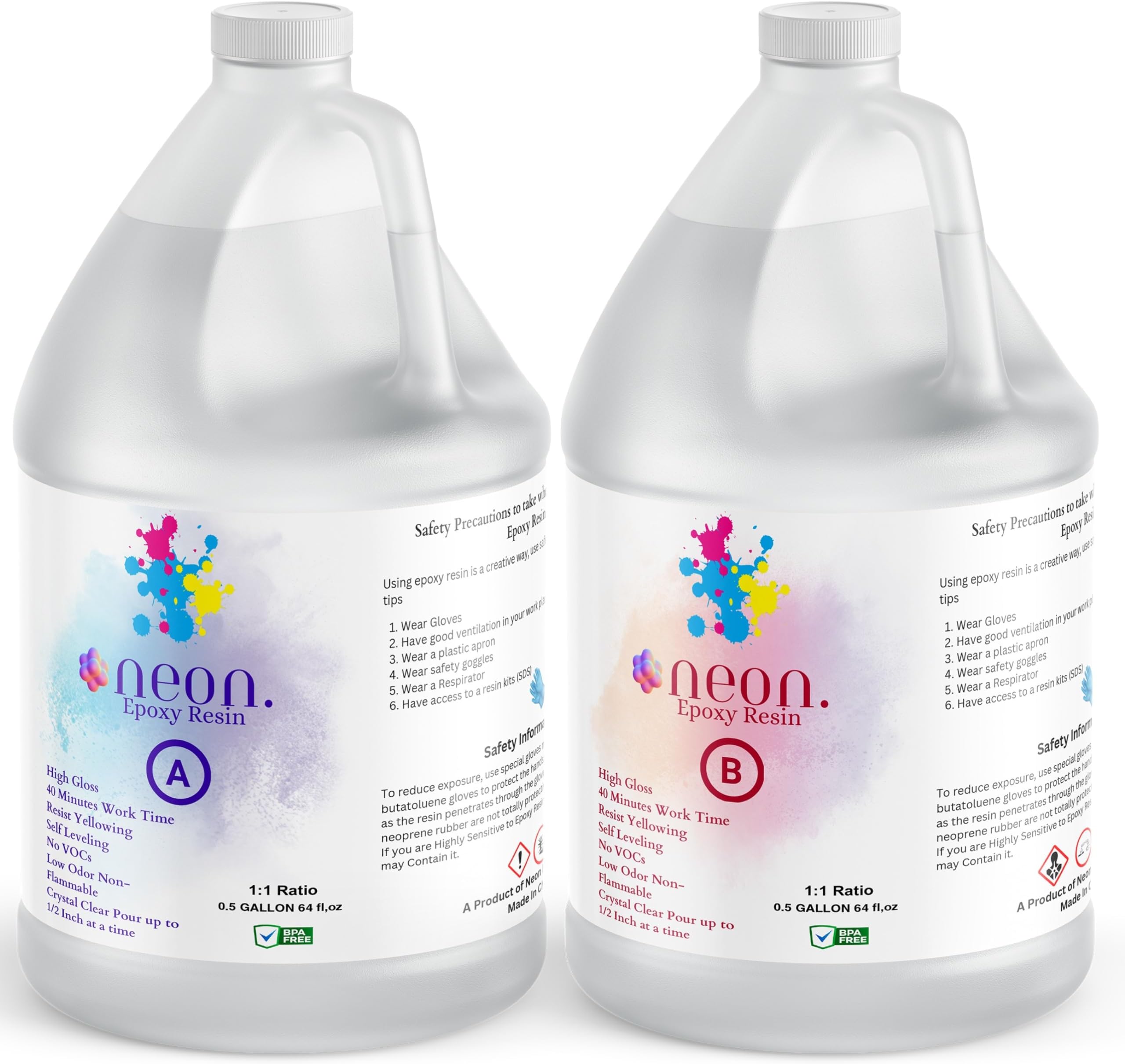 neon. Epoxy Resin 2.2 Kg, Resin (1000ml) + Hardner (1000ml) 1:1 Ratio ...