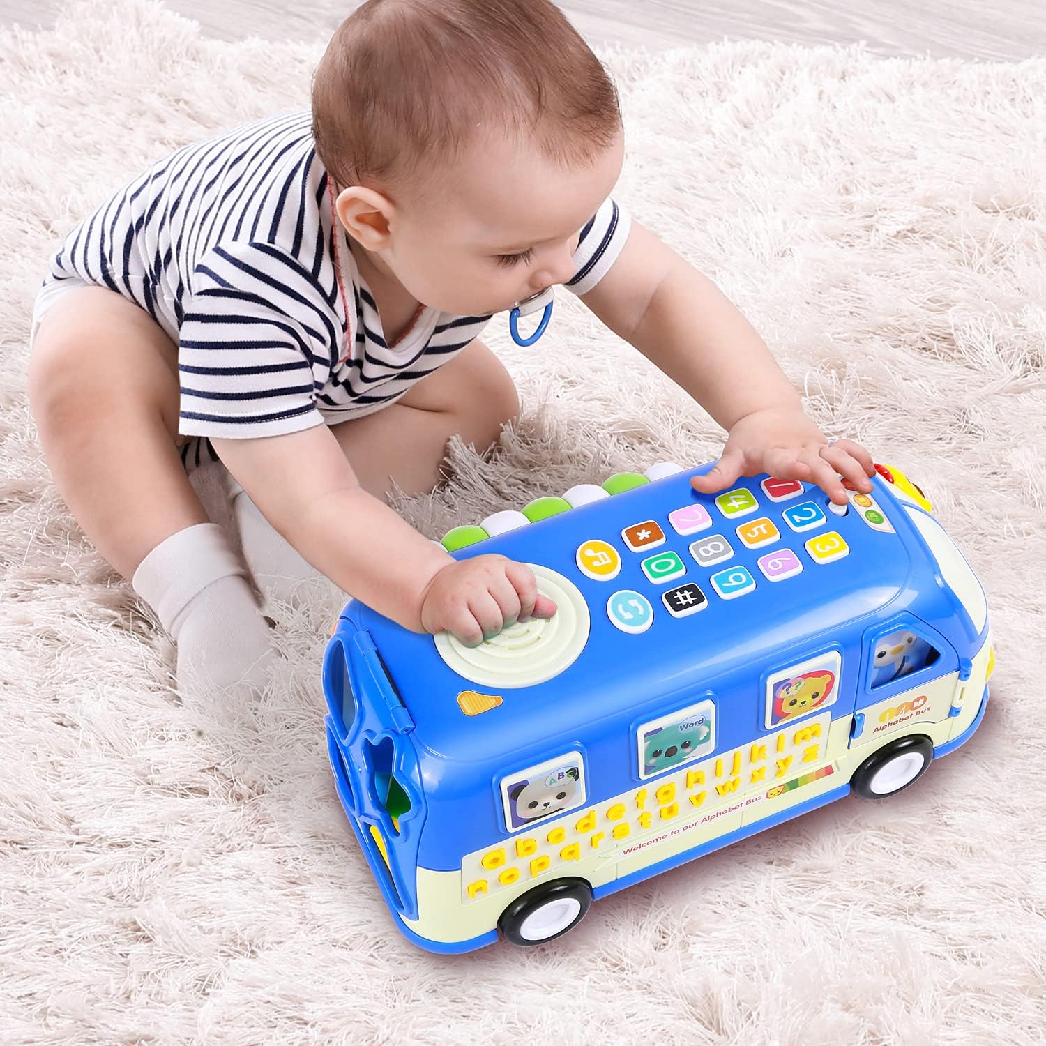 Ohuhu Baby Musical Learning Bus Toy, Multifunctional Musical Activity ...