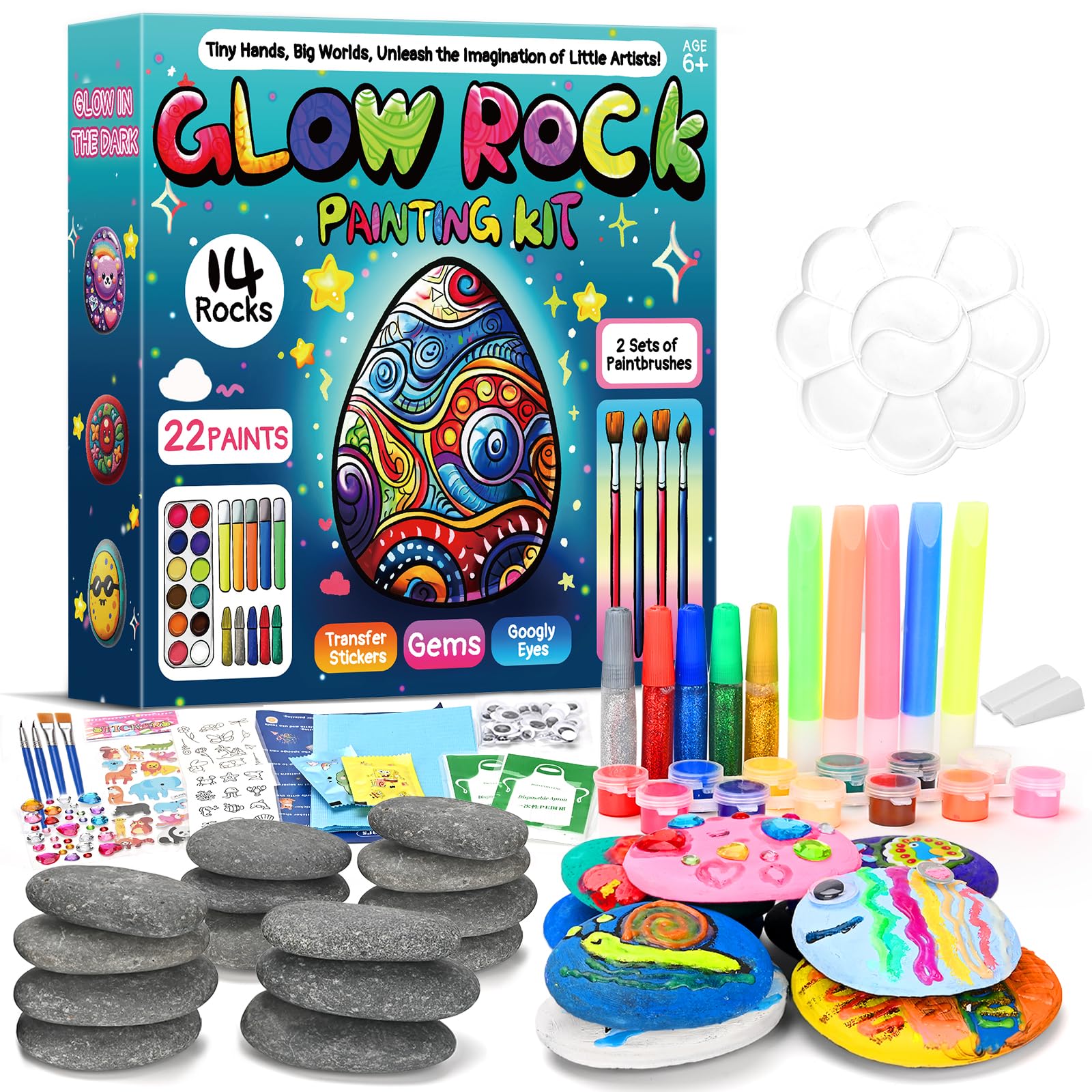 Amazon.com: PiediaFos Rock Painting Kit for Kids Ages 6-12, Glow in The ...