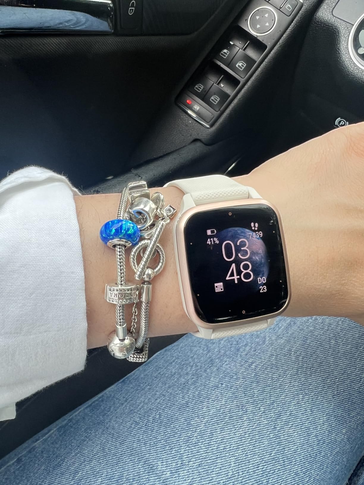 PANDORA Moments Schillerndes Tiefblaues Ozean Charm aus Sterling Silber ...