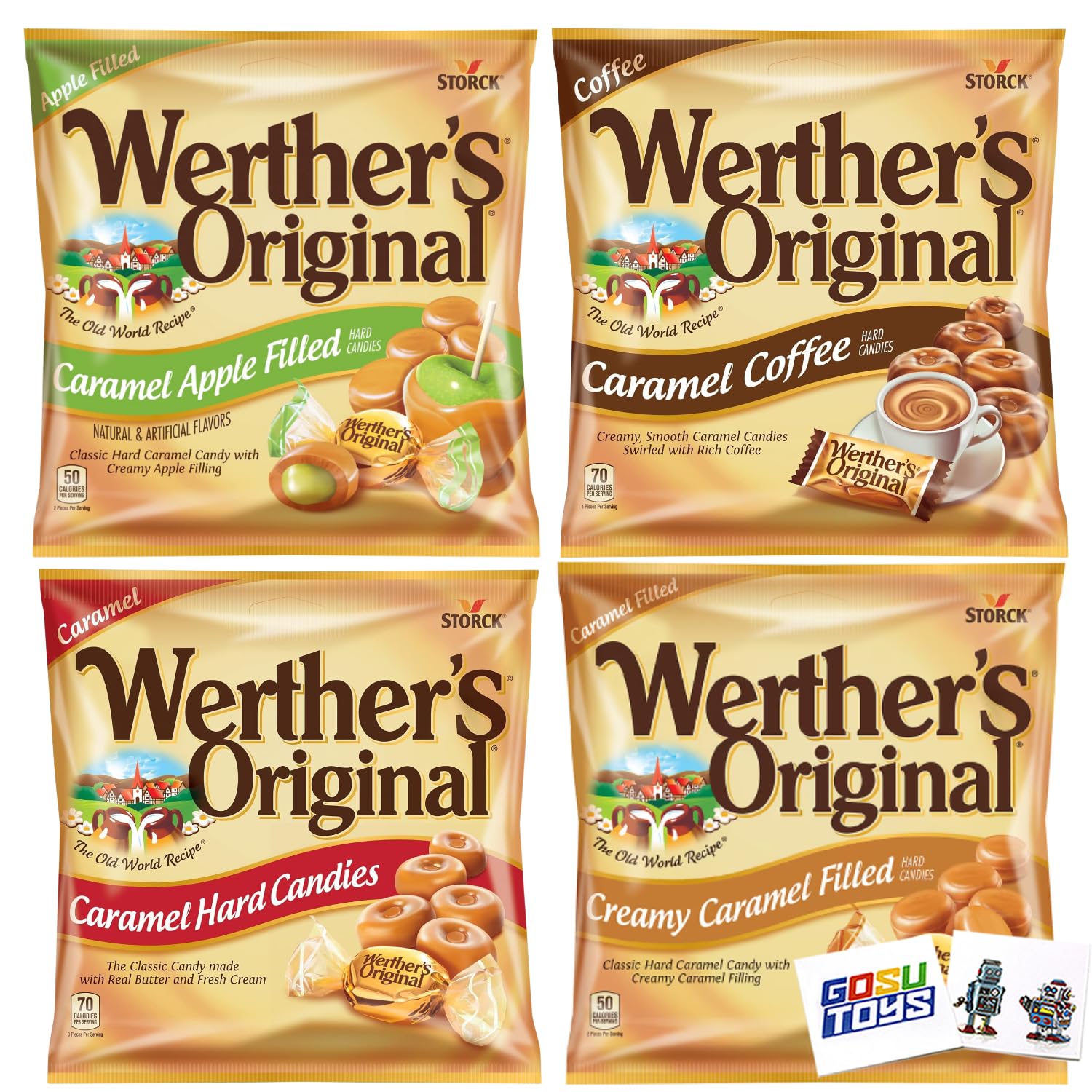 Amazon.com : Werthers Original 4 Pack (All 2.65oz - Original, Caramel ...