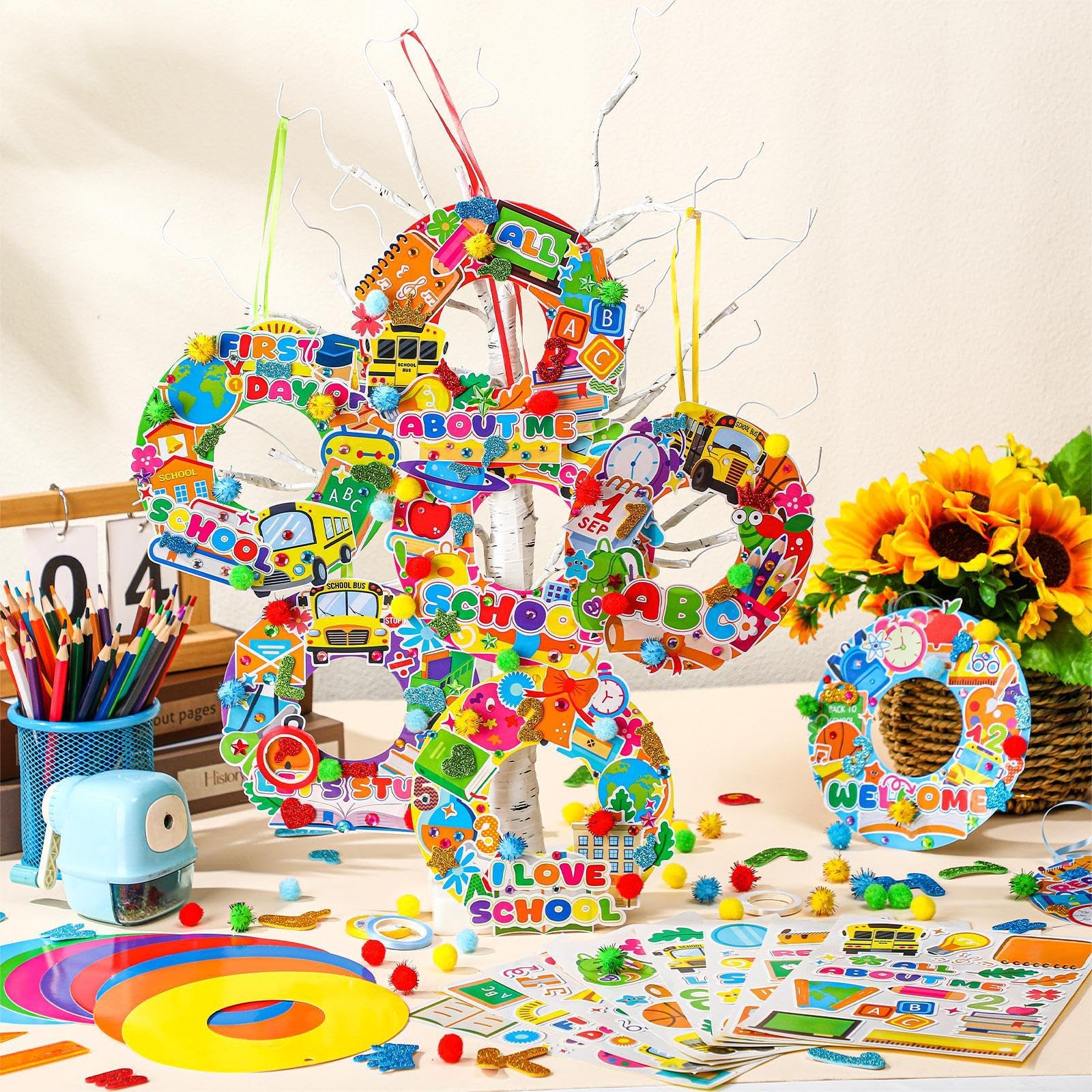Snapklik.com : Hollowfly 48 Sets Welcome Back Wreath Craft Kits DIY ...