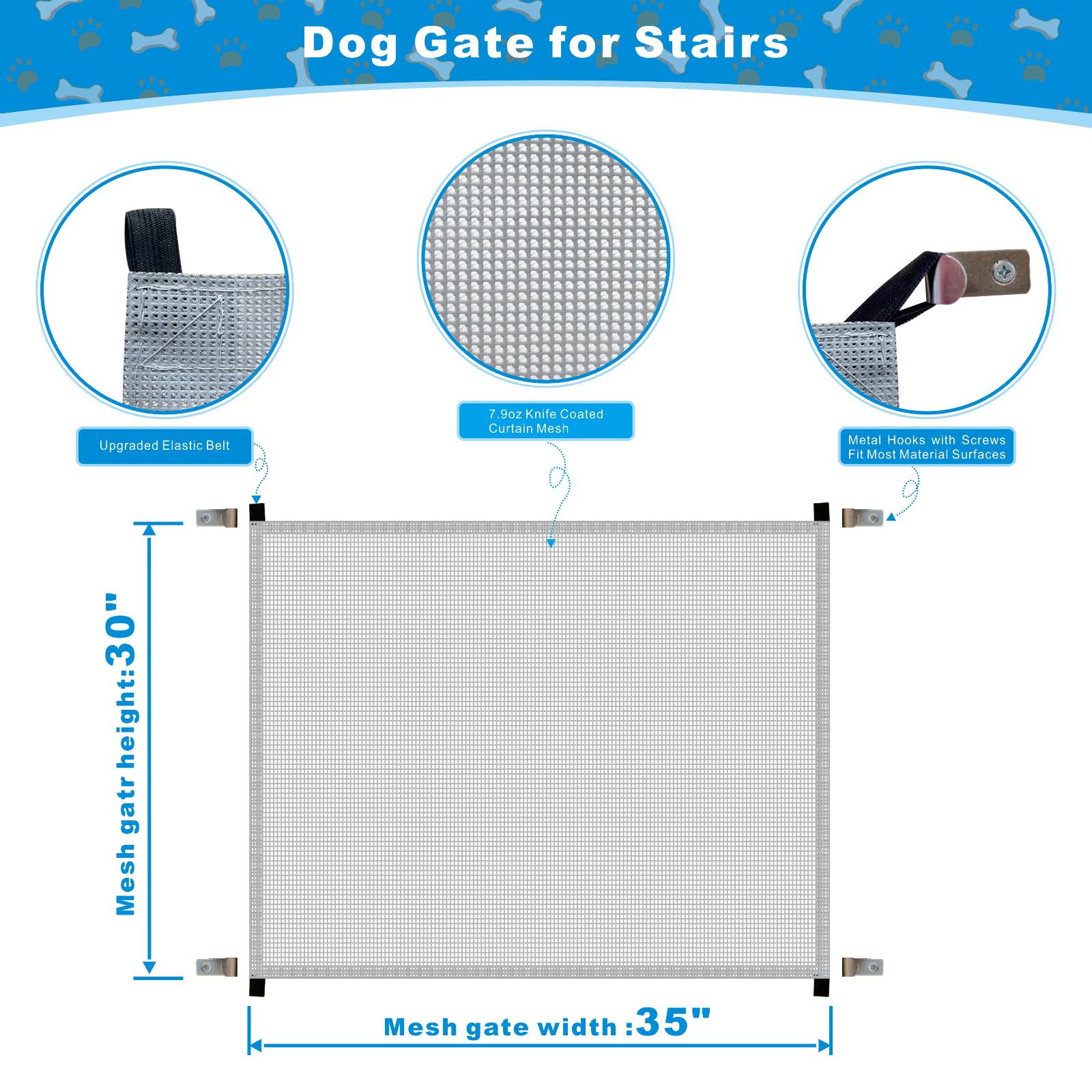 Snapklik.com : Dulepax Dog Gate For Stairs Mesh Baby Gate 30" Hx45 W ...