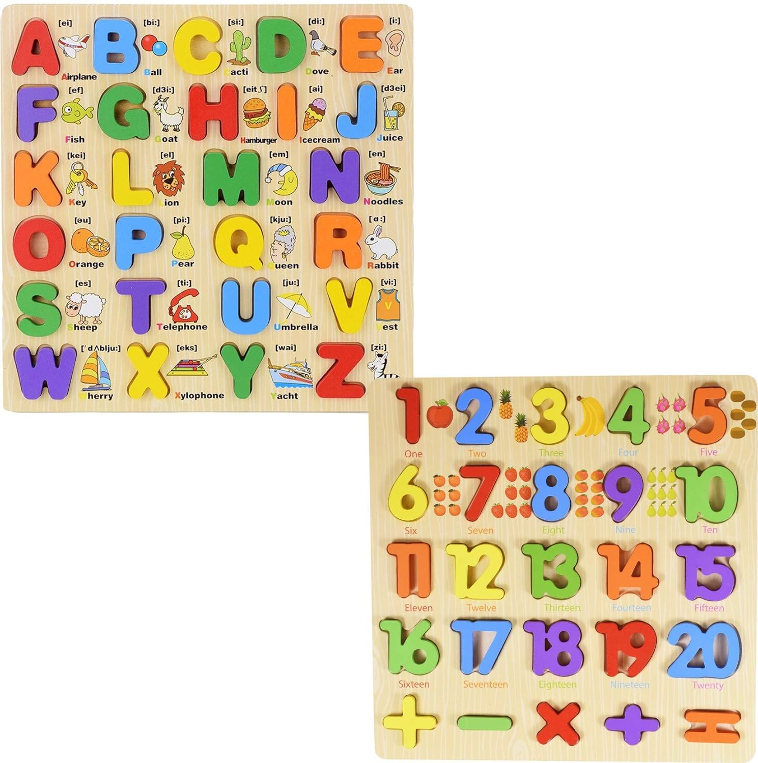 Buy WISHKEY 3D Wooden Capital Alphabet & Number Board Puzzles with ...