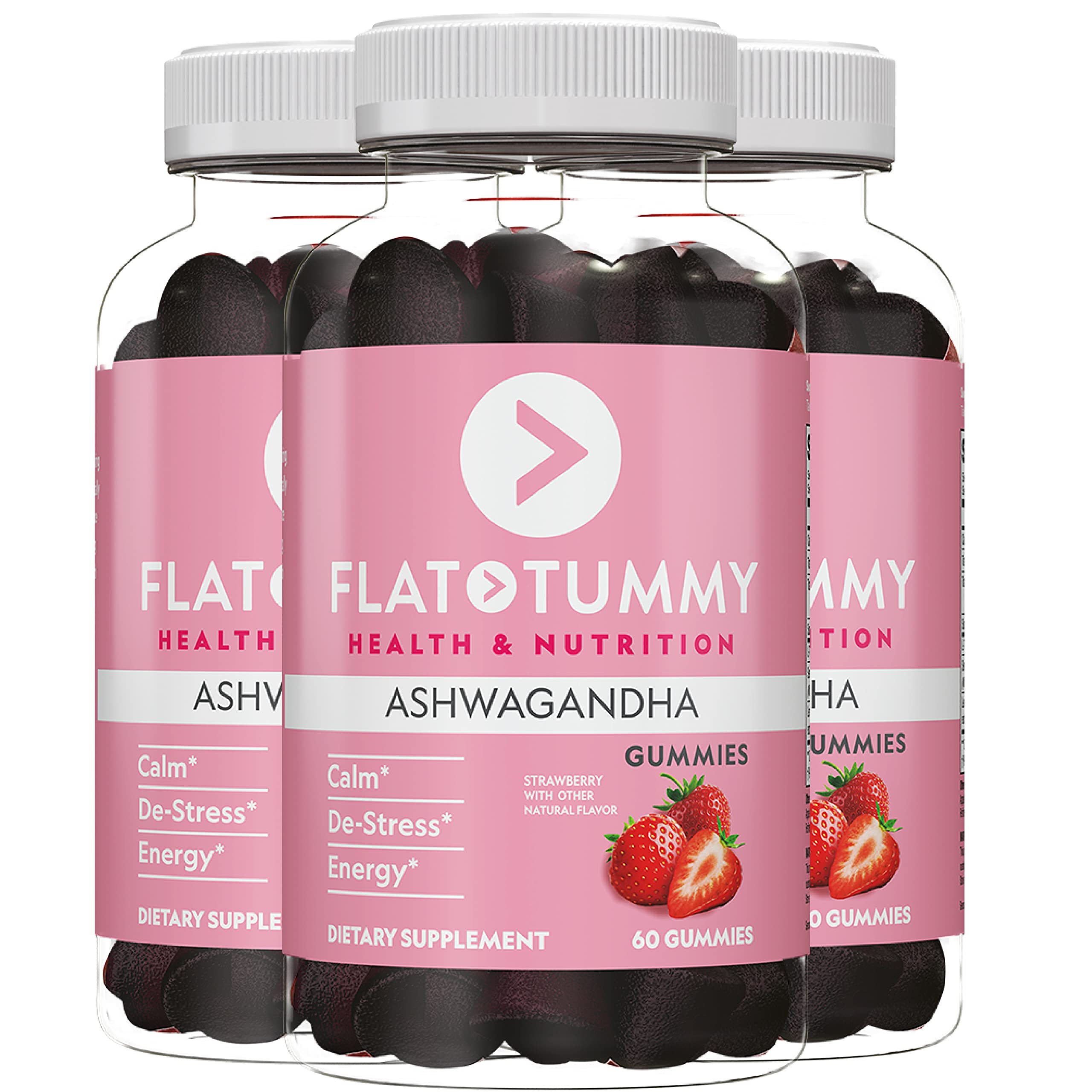 Flat Tummy Tea Ashwagandha Gummies 60 Count Destress Calm Natural ...