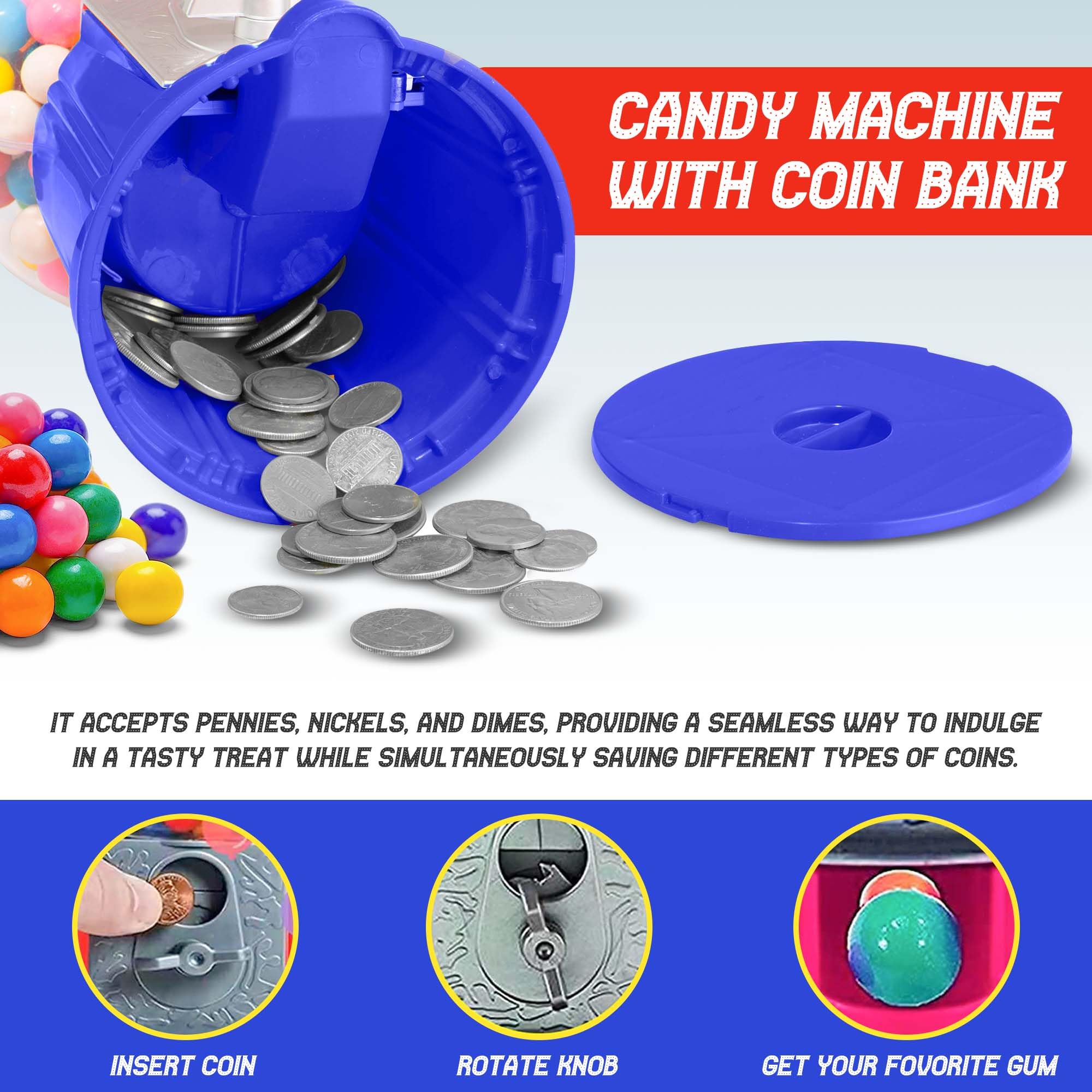 Snapklik.com : Gumball Machine For Kids 8.5" - Candy Dispenser Machine ...