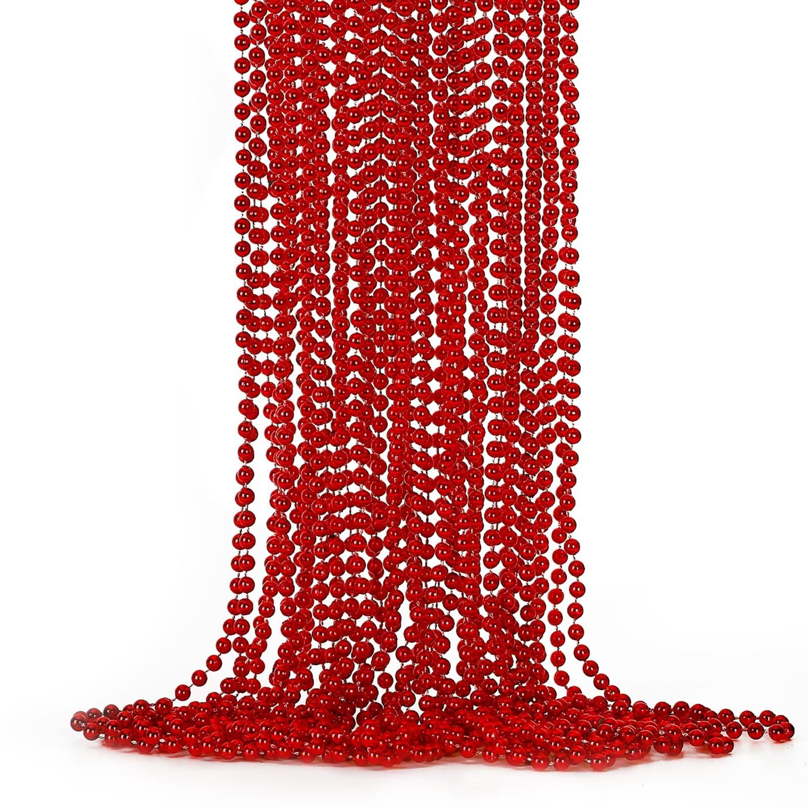 Amazon.com: EOBOH 12PCS Bead Necklace, Red Christmas Beads Costumes ...