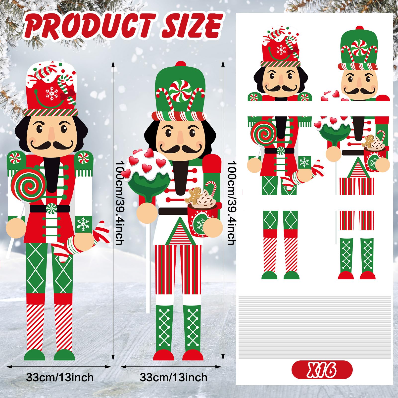 Snapklik.com : Hiboom 2 Pcs Large Christmas Candy Nutcracker Yard Sign ...