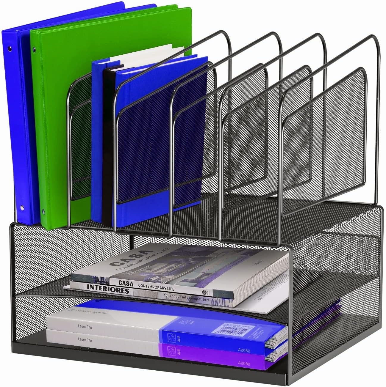Amazon.com : Sinboun Mesh 2 Trays 5 Vertical File Sorter Desk ...