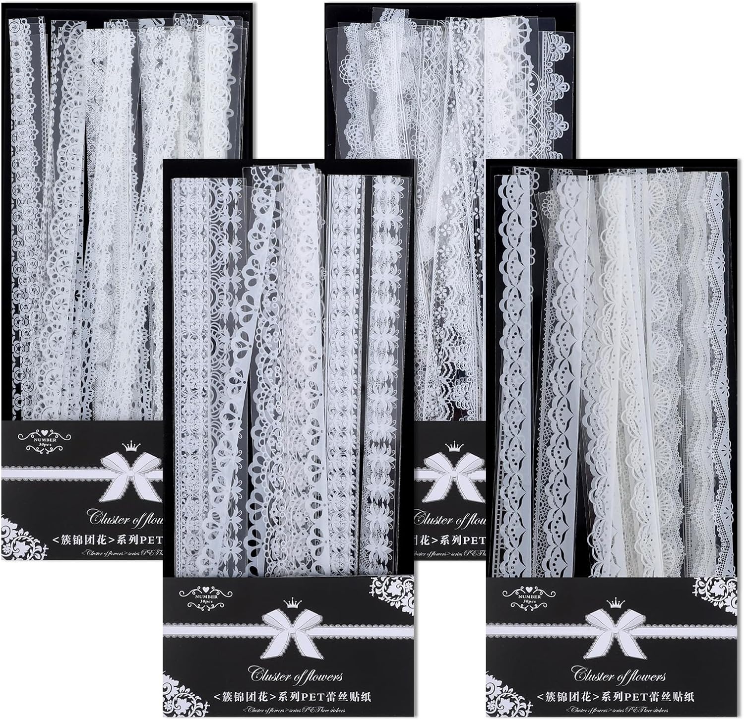 Amazon.com: 120 Pcs Lace Stickers Set, White Lace Scrapbook Stickers ...