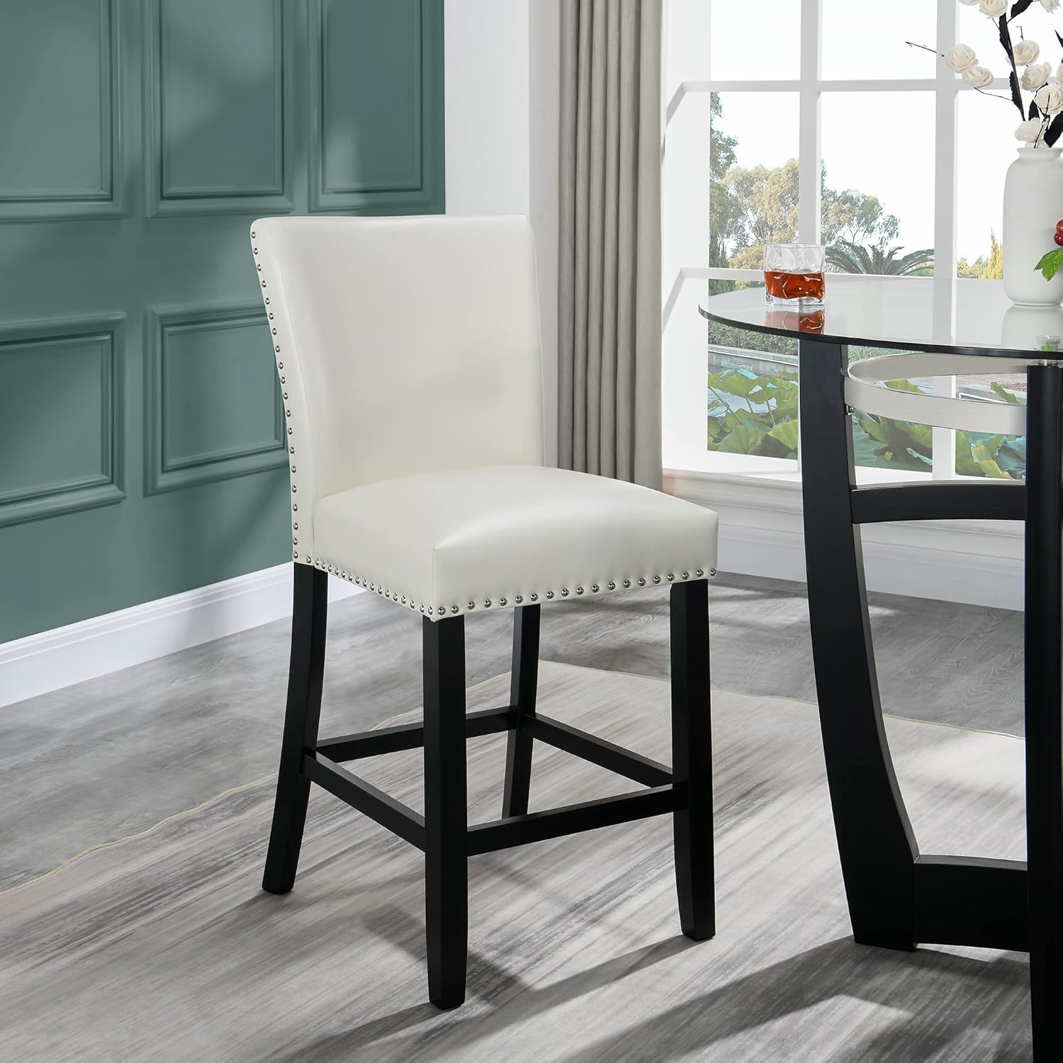 Amazon.com - Glass Counter Height Bar Table Stools Set of 6, 42" Round ...