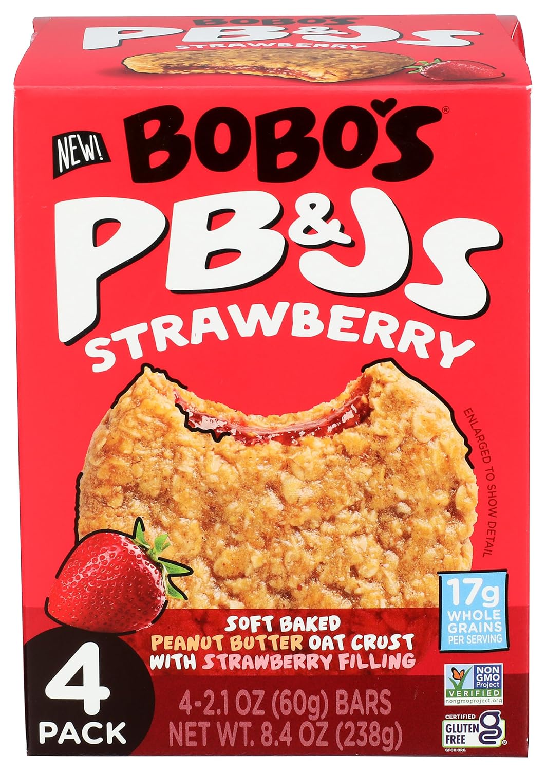 Amazon.com: Bobo's Oat Bars Strawberry Jam PB&Js 4 Count, 8.4 OZ