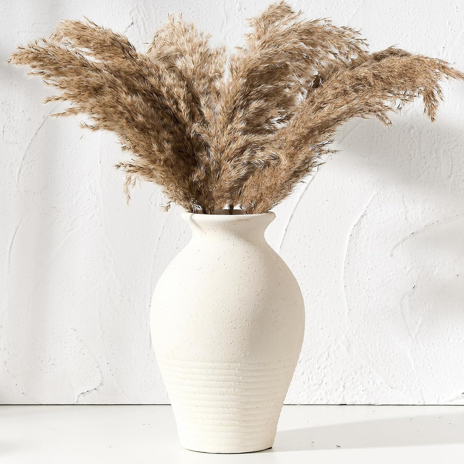 Amazon.com: LUKA Ceramic Rustic Farmhouse Vase, 9.2 inch Whitewashed ...