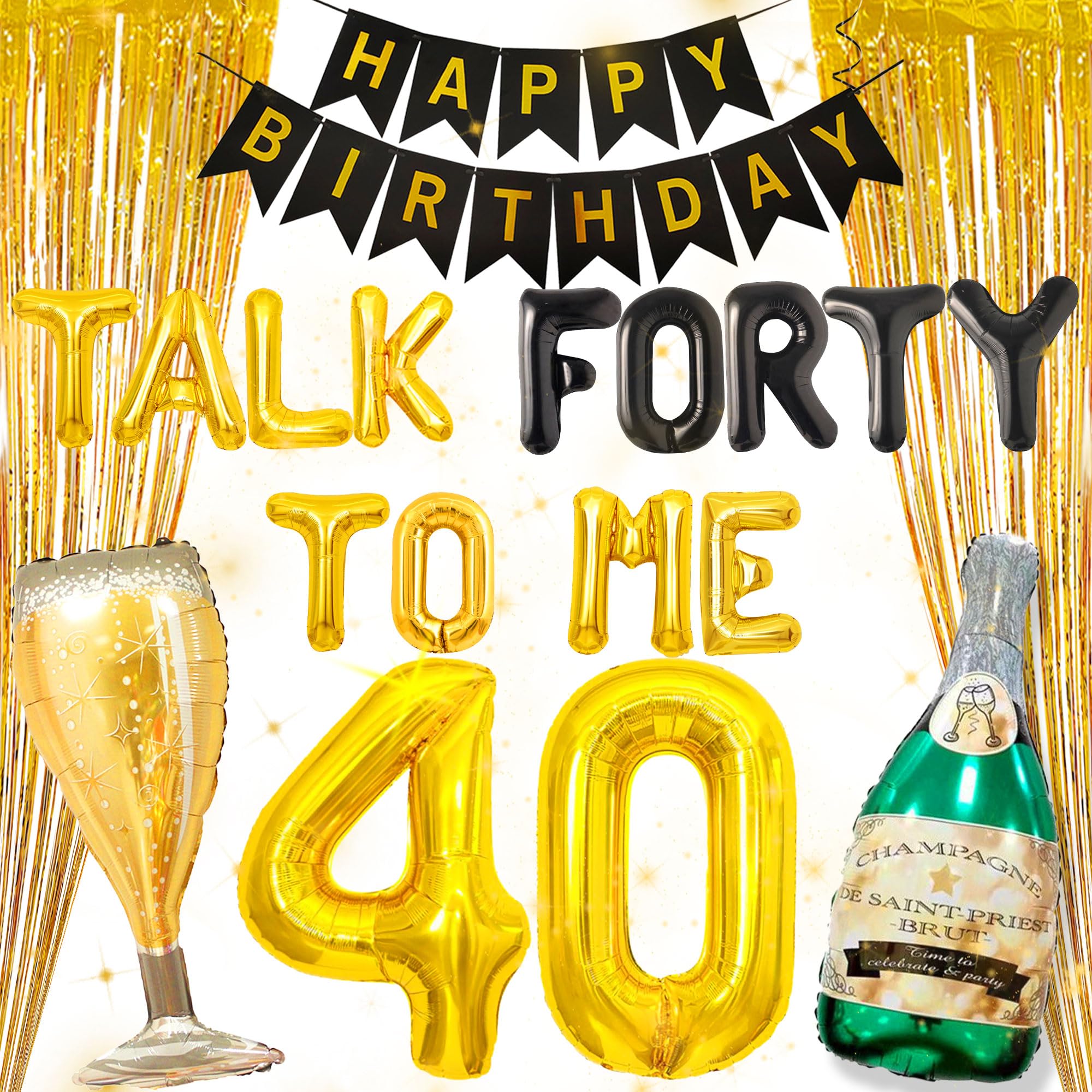 Amazon.com: LaVenty Talk Forty To Me Birthday Decorations 40th Birthday ...