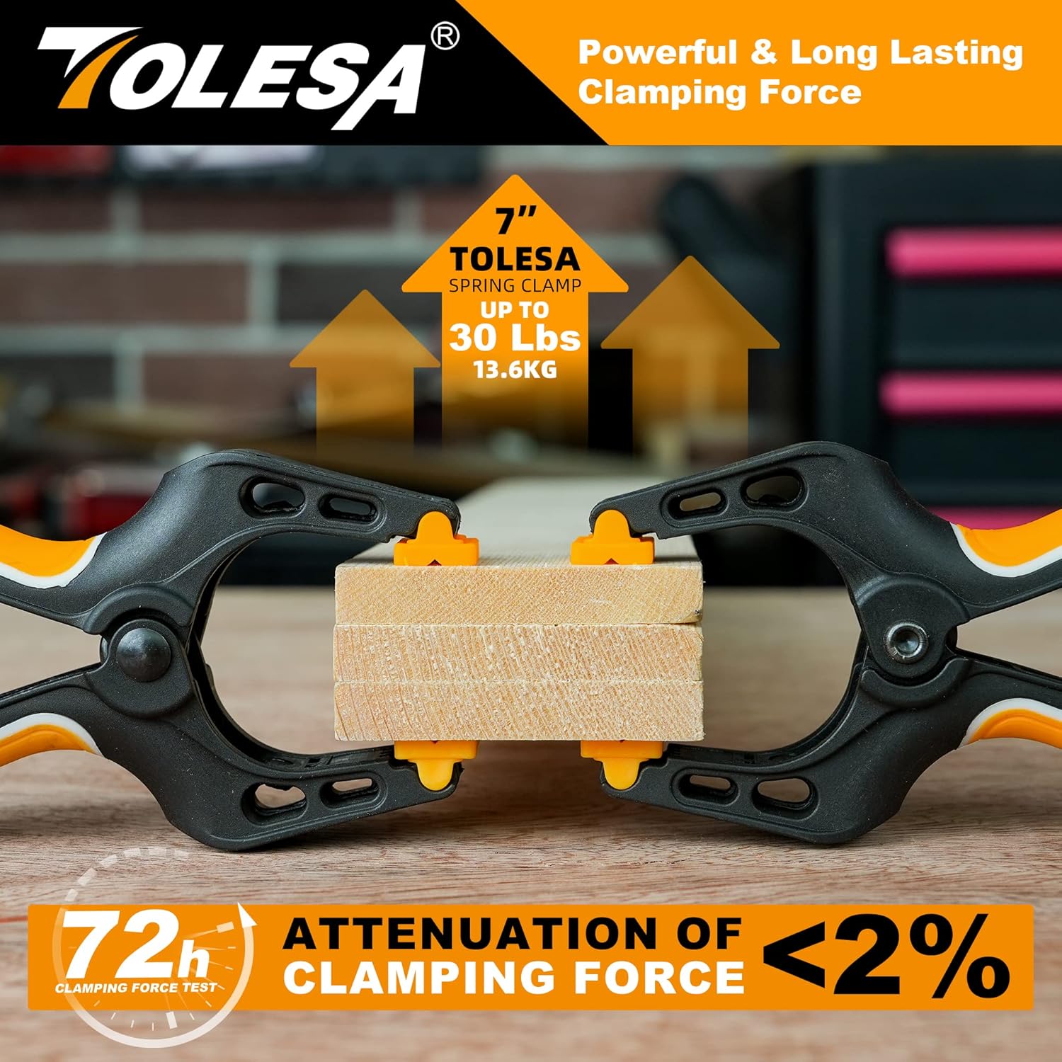 TOLESA Heavy Duty Spring Clamps 7 Inch 4 Pcs Large Wood Clamps with ...