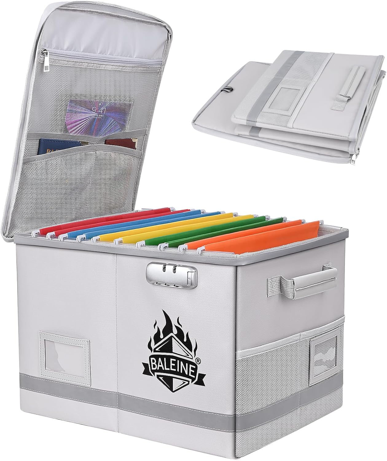 Amazon.com: BALEINE Fireproof Document Box with Lock, Portable ...