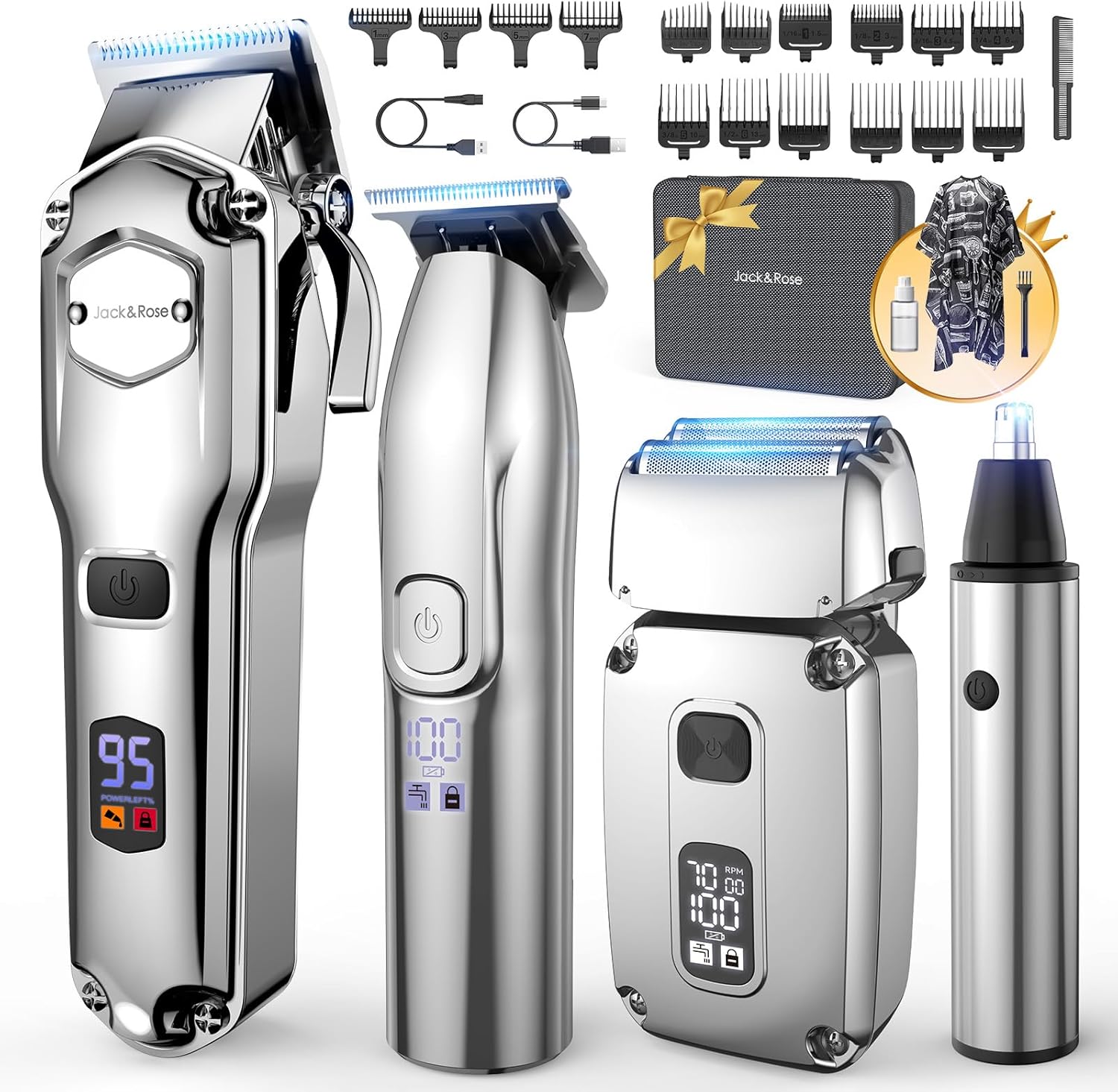 Jack & Rose Hair Clippers Men and Trimmer Set,Cordless Clippers for Men ...