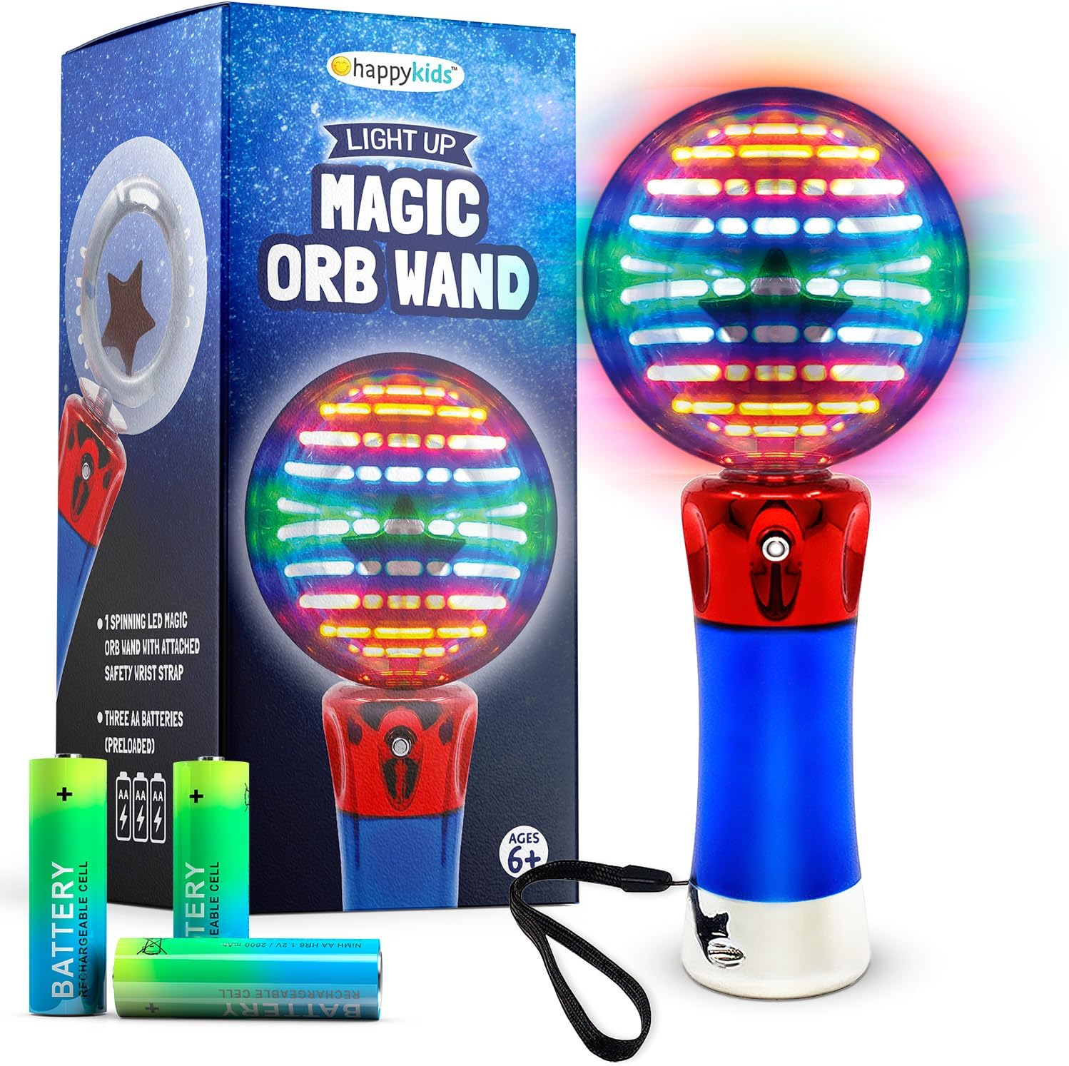 Amazon.com: Happy Kids Light Up Spinning LED Magic Orb Wand Toy for ...
