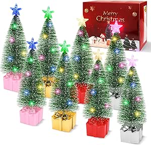Amazon.com: Mini Christmas Tree with Lights, 8 Pack Tabletop Christmas ...