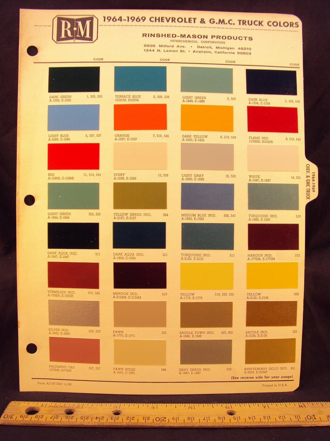 1964, 1965, 1966, 1967, 1968, & 1969 CHEVROLET & GMC Truck Paint Colors ...
