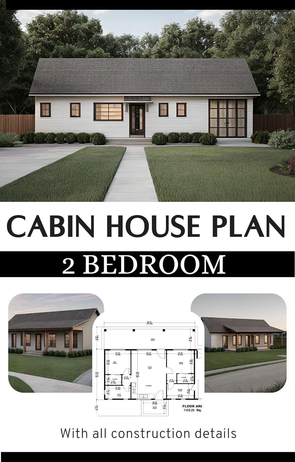 Modern Cabin House Plan: 2 Bedroom & 2 bathroom House: With all ...
