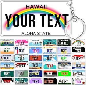 Amazon.com: License Plate Keychain,Custom Hawaii State License Plate ...