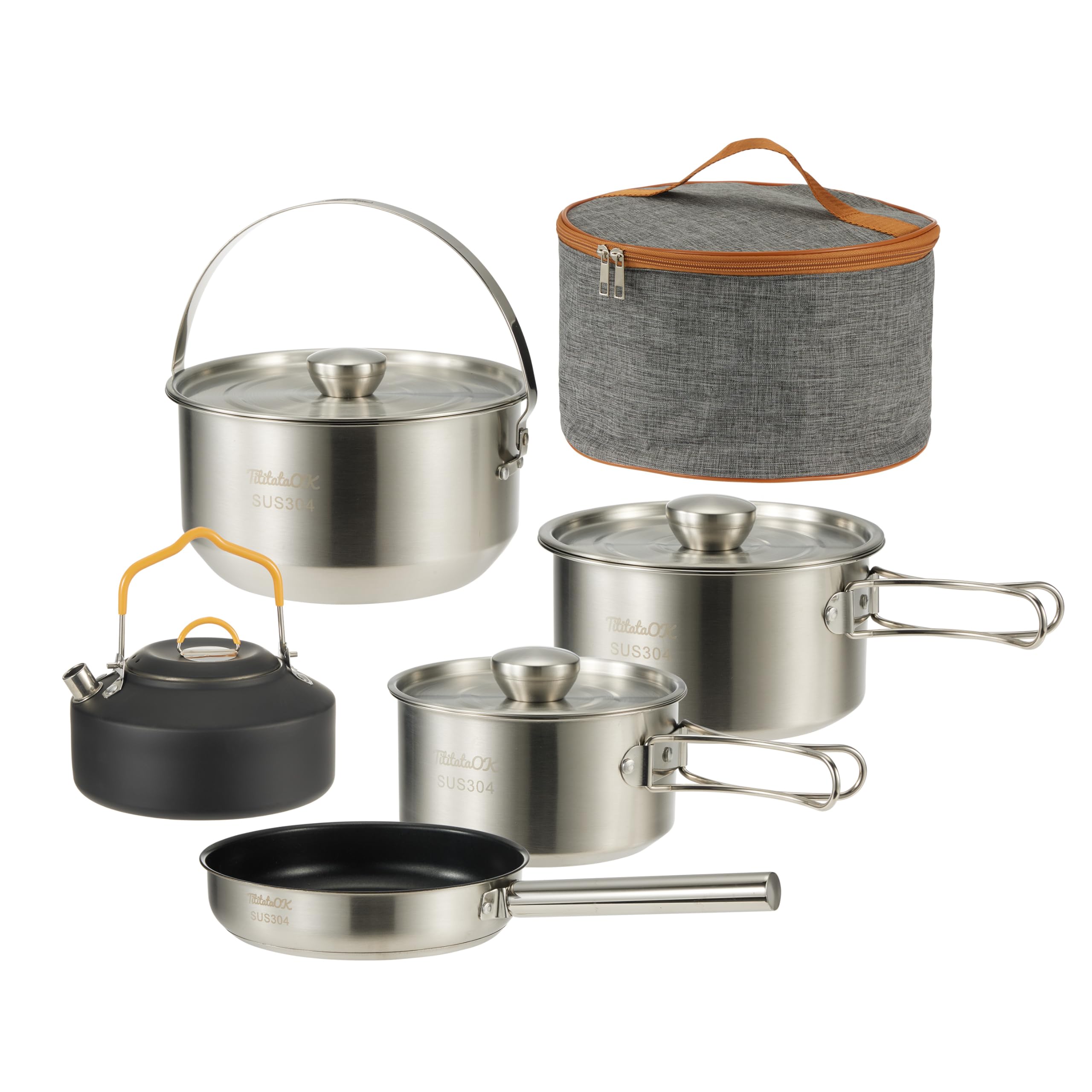Amazon.com : Camping Cookware Set 304 Stainless Steel 10pcs Pots & Pans ...