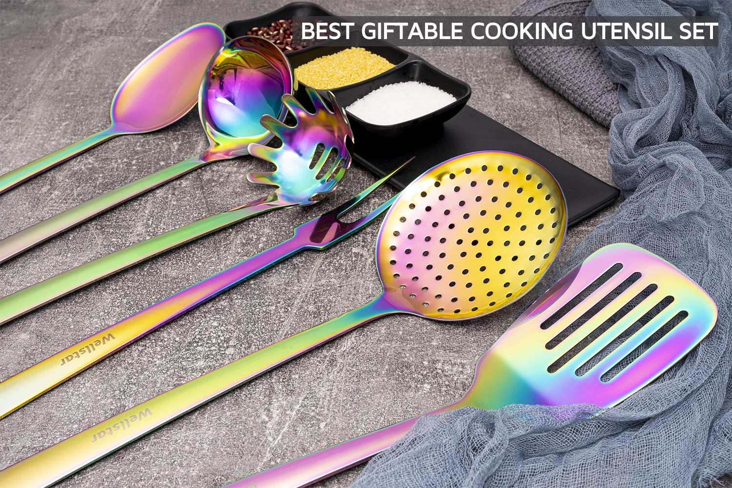 Snapklik.com : Kitchen Utensil Set, 6 Pcs Rainbow Cooking Utensil Set ...