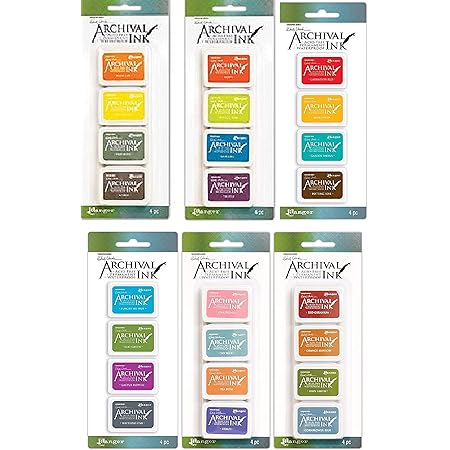 Amazon.com: Ranger - Archival Mini Ink Pads Kits 1-4, Bundle of Kit 1 ...