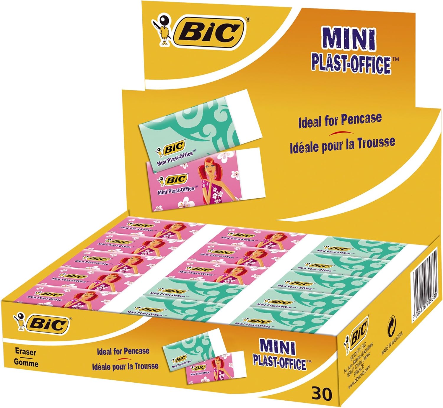 BiC Plast-office Mini Eraser (Box 30) : Amazon.co.uk: Stationery ...