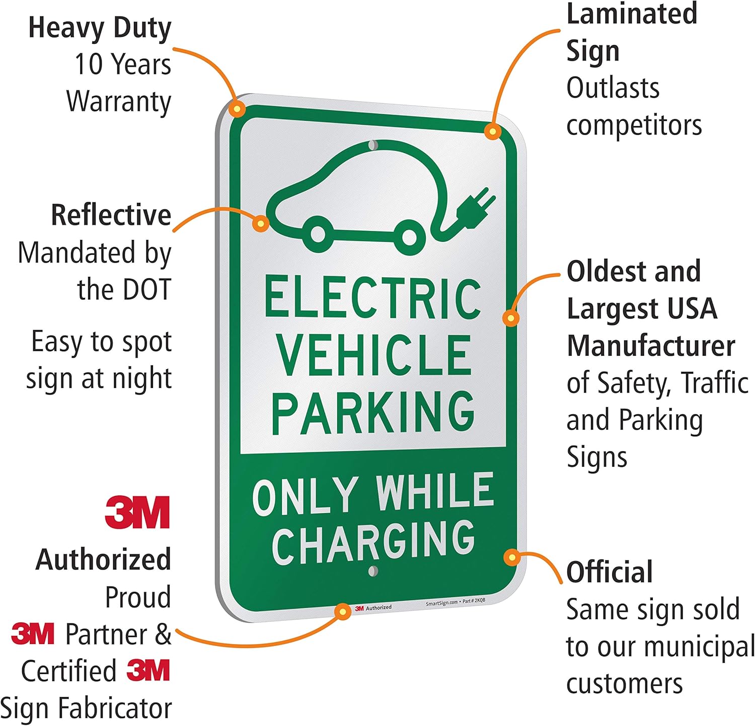 SmartSign 18 x 12 inch “Electric Vehicle Parking – Only While Charging ...