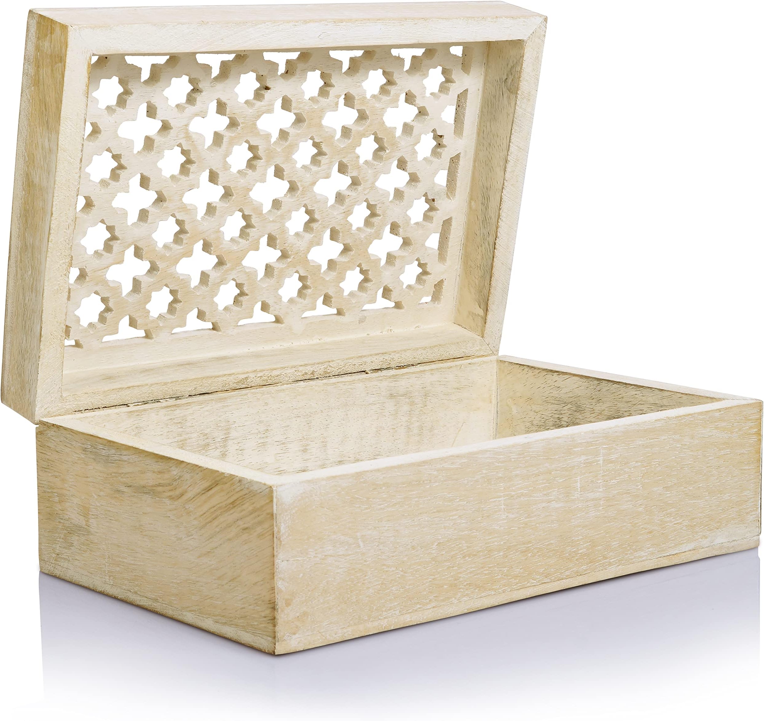 Amazon.com: LUSH & STYLE Wood Box, Keepsake Box With Hinged lid and ...