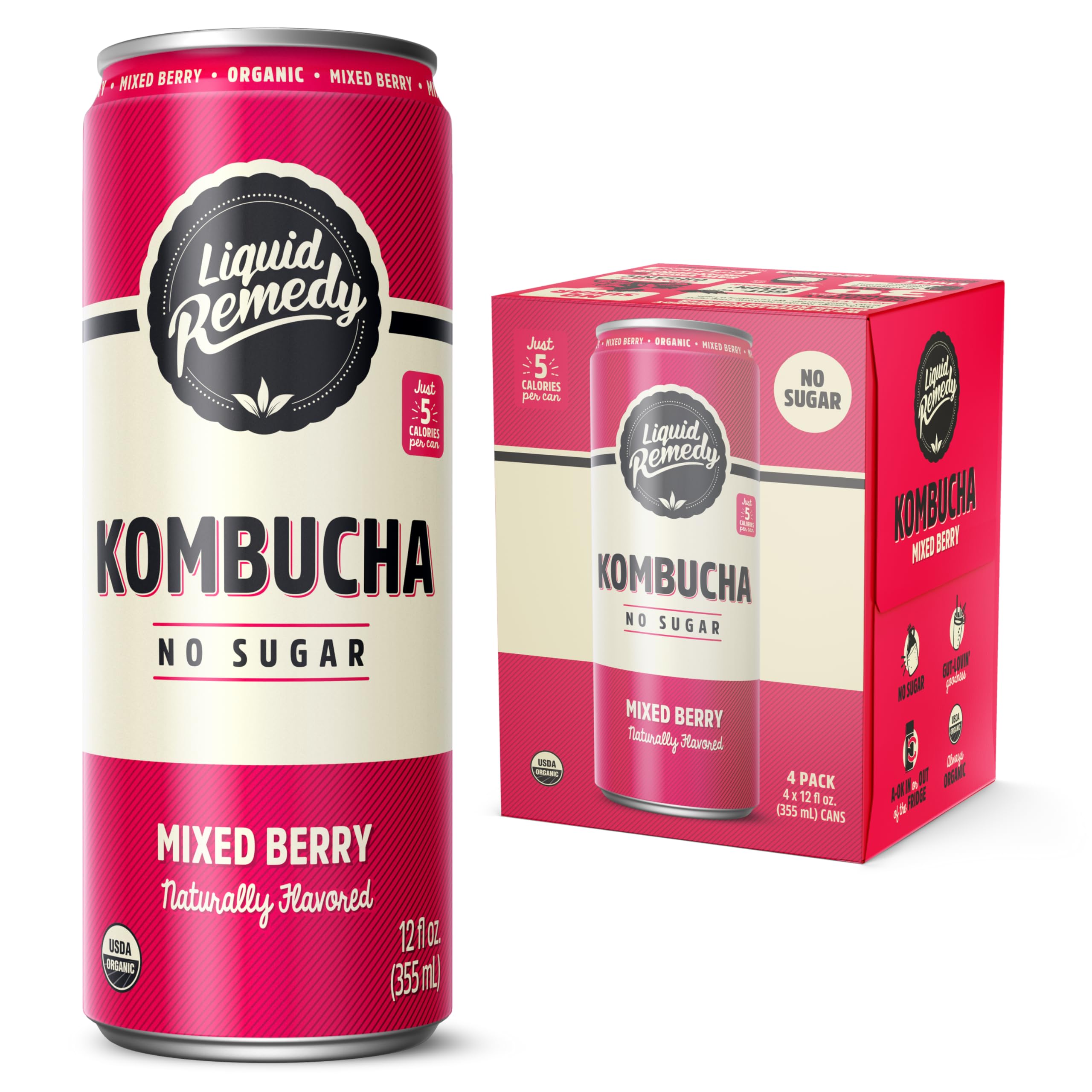 Amazon.com: Liquid Remedy Kombucha Sugar Free Organic Drink, Low ...