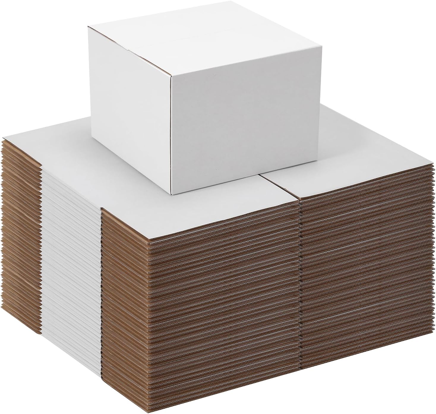 Schliersee 7x7x5 Shipping Boxes Set of 40, White Kraft Corrugated ...