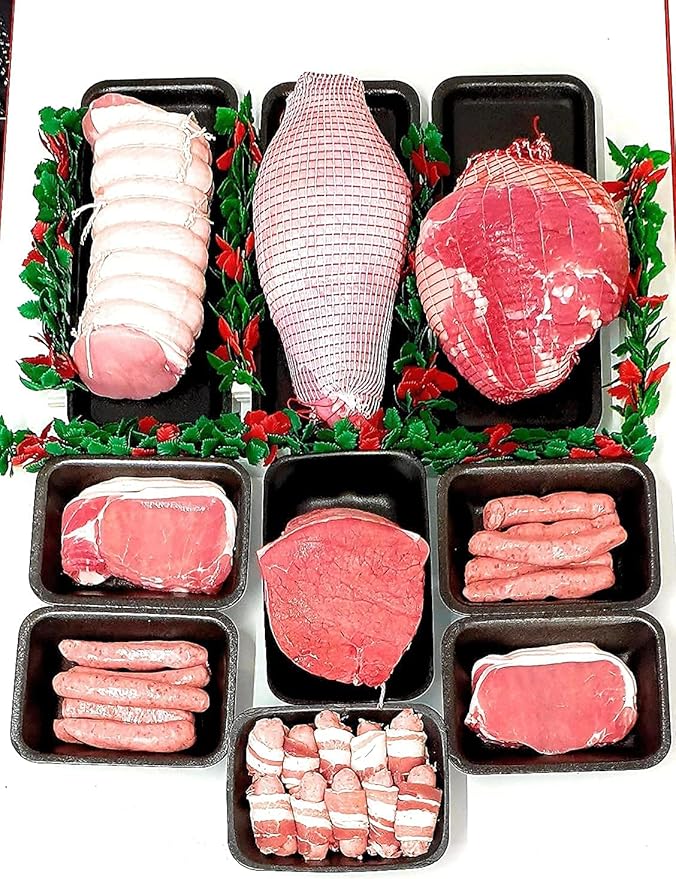 Shukers Butchers Family Christmas Meat Hamper Turkey Beef Pork Gammon ...