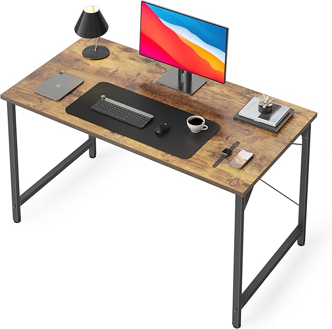CubiCubi 40" Modern Brown Computer Desk with Steel Frame
