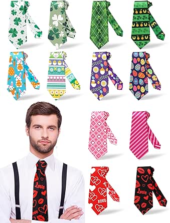 Amazon.com: Floraltop 12 Pcs Valentine's Day Tie St. Patrick's Day ...