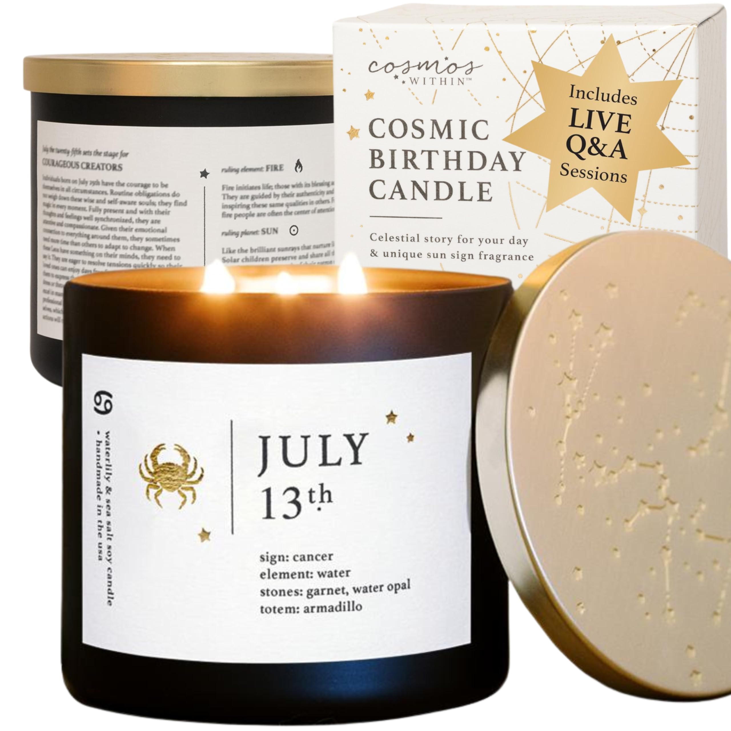 Amazon.com: July 13th Birthdate Personalized Astrology Candle with Live ...