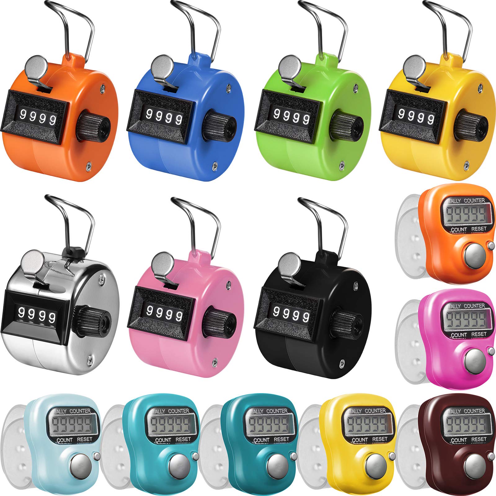 Buy Weewooday 14 Pieces Finger Counters and Hand Tally Counters 4 Digit ...