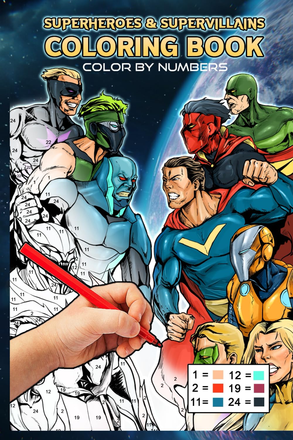 Amazon.com: SUPERHERO & SUPERVILLAINS COLORING BOOK: COLOR BY NUMBERS ...